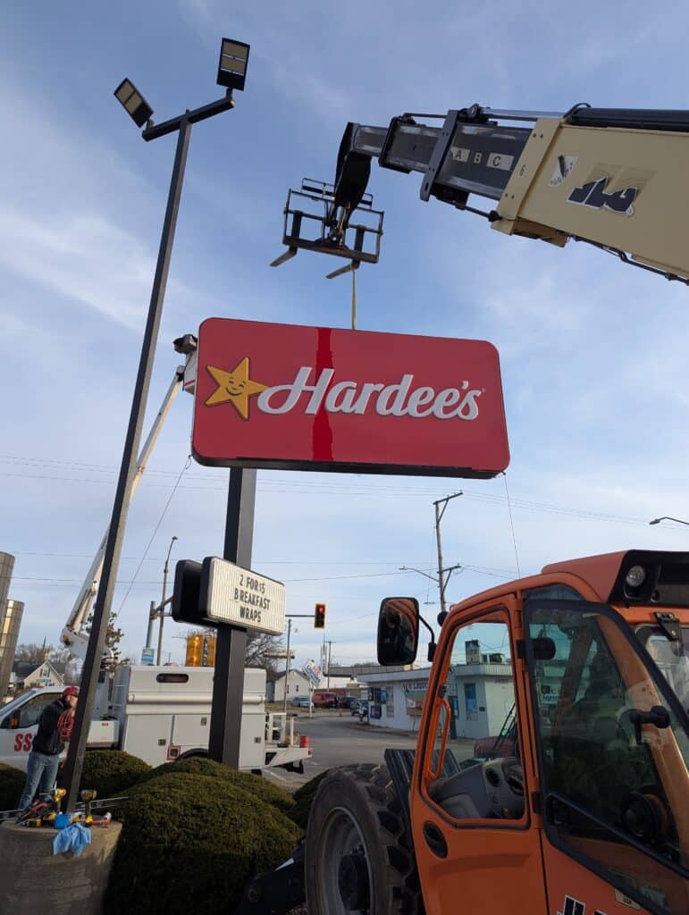 upgraded signage Hardees - Welcome to S&S Signs, Lighting, & Electrical